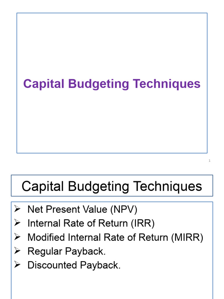 Lec 10 Capital Budgeting Techniques | PDF | Net Present Value ...