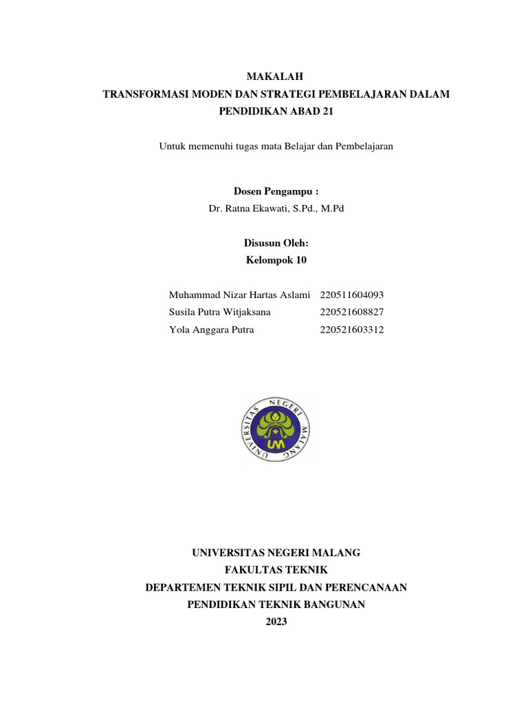 Transformasi Pembelajaran Abad 21 | PDF | Karier & Perkembangan | Ilmu ...