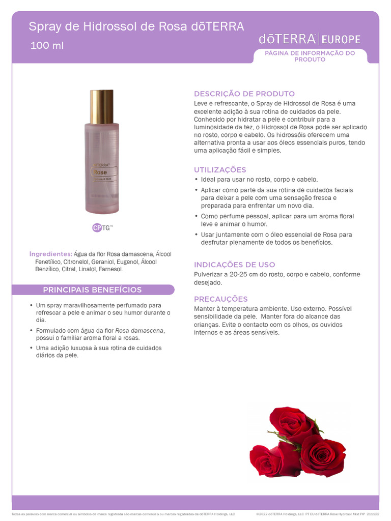 Spray Hidrossol de Rosa dōTERRA | PDF