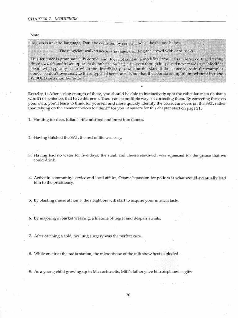 Dangling Modifer Extra Exercises | PDF