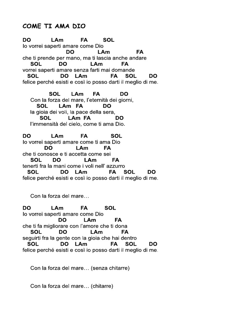 Come Ti Ama Dio Ingresso | PDF