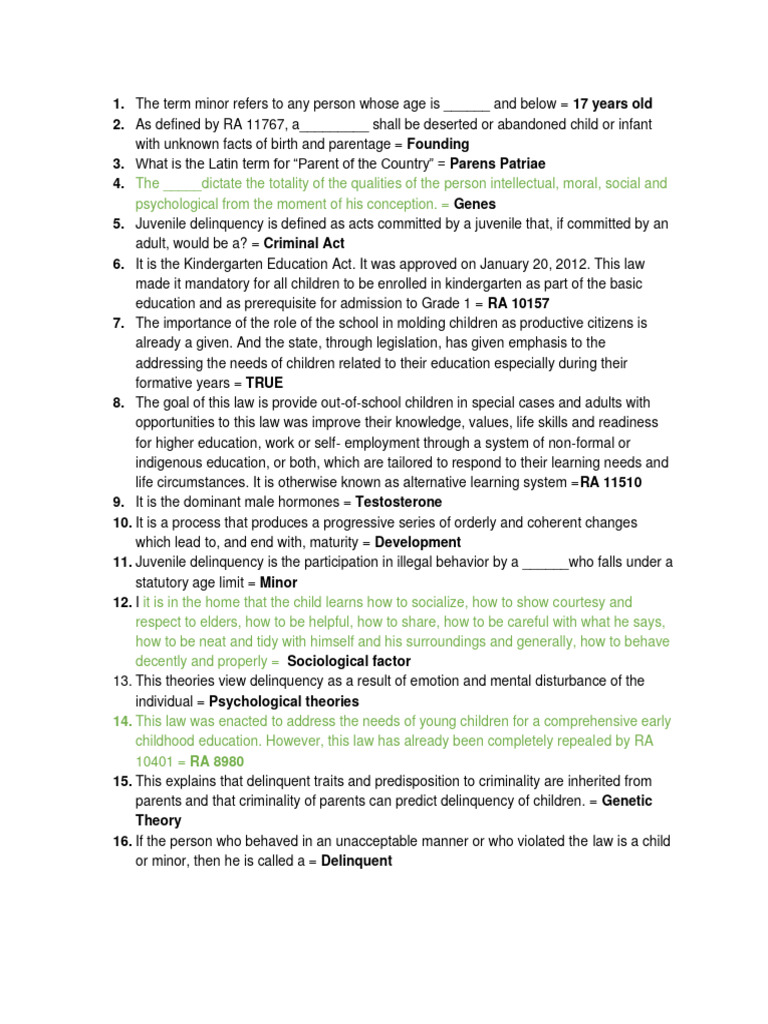 Crim 5 Midterm Exam | PDF | Juvenile Delinquency | Id Crim 5 Midterm Exam | PDF | Juvenile Delinquency | Id