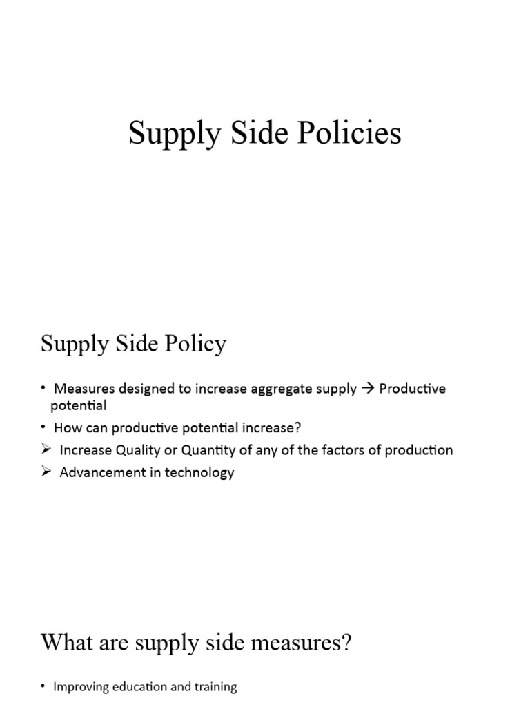 Supply Side Policies | PDF