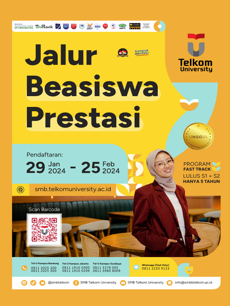 Brosur Jalur Beasiswa Prestasi Telkom University 2024 | PDF
