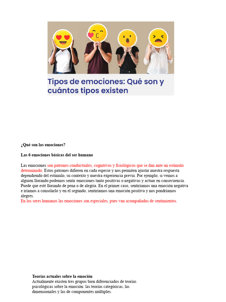 Unidad 3, Diferentes Tipos de Emociones | PDF | Las emociones ...