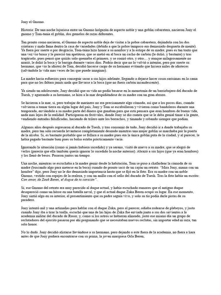 Jony El Gnomo Historia | PDF