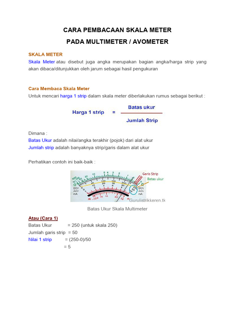 Cara Pembacaan Skala Meter Pada Multitester | PDF