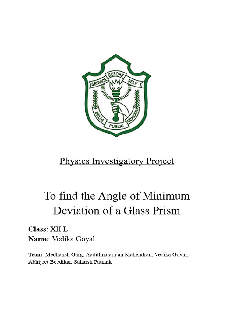 Physics Investigatory Project | PDF | Refraction | Physical Sciences