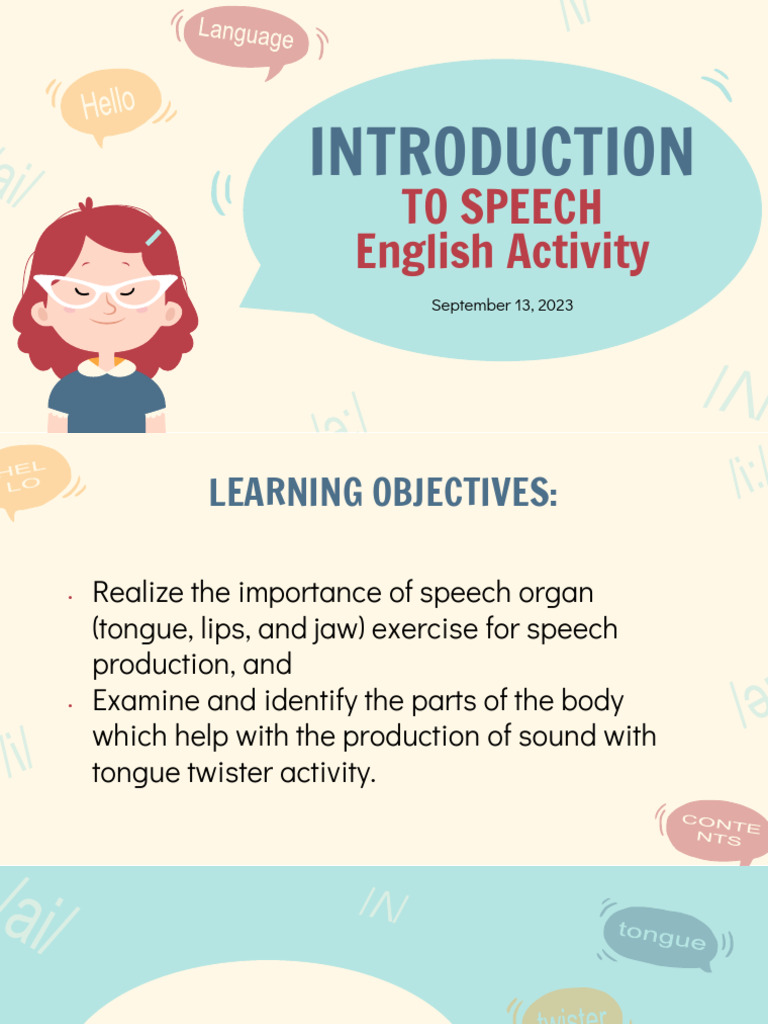 Introduction To Speech | PDF | Tongue | Mouth