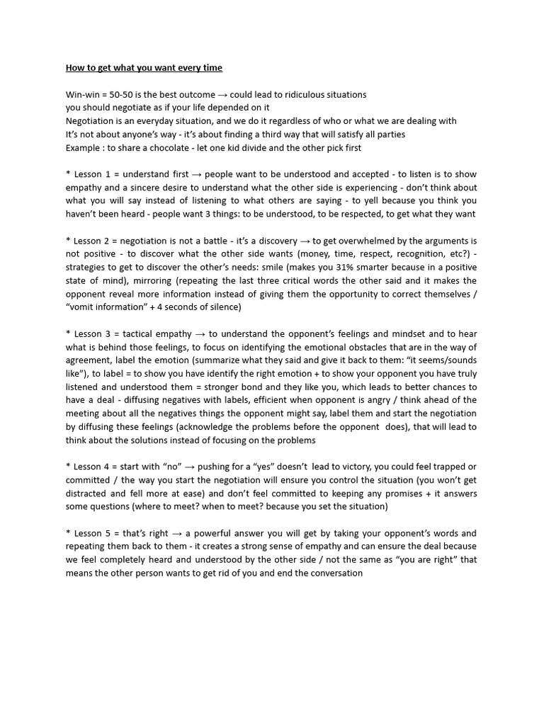 How To Get What You Want Every Time | PDF | Negotiation | Feeling