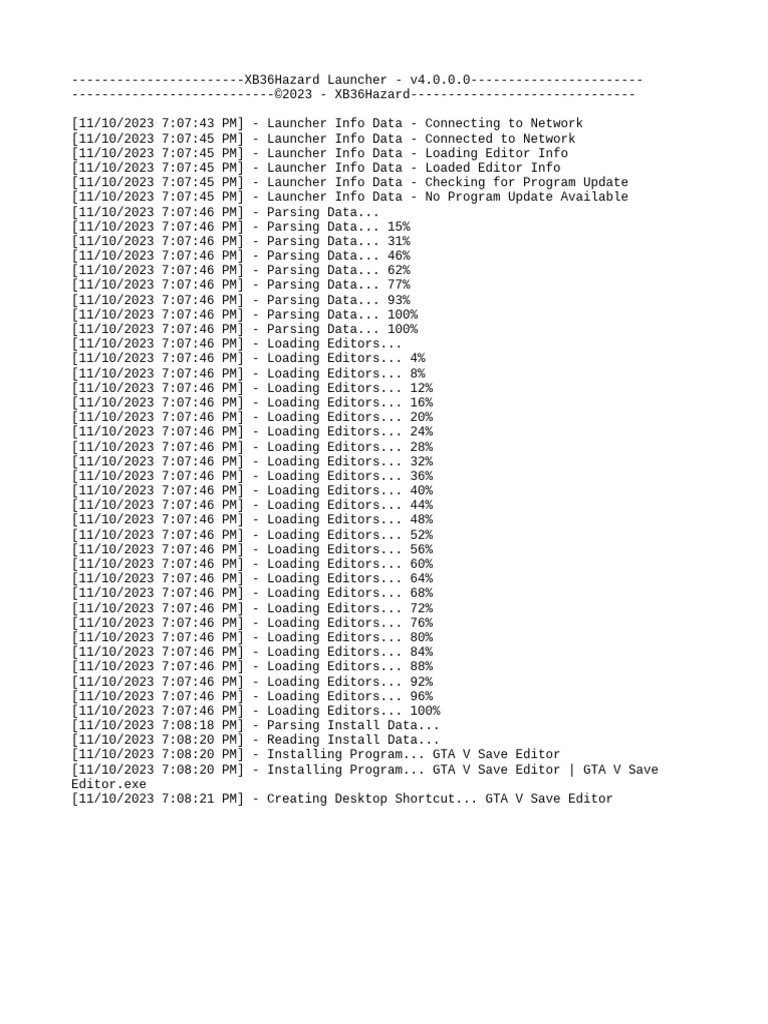 XB36Hazard Launcher - STARTUP LOG | PDF | Software | Computer Engineering
