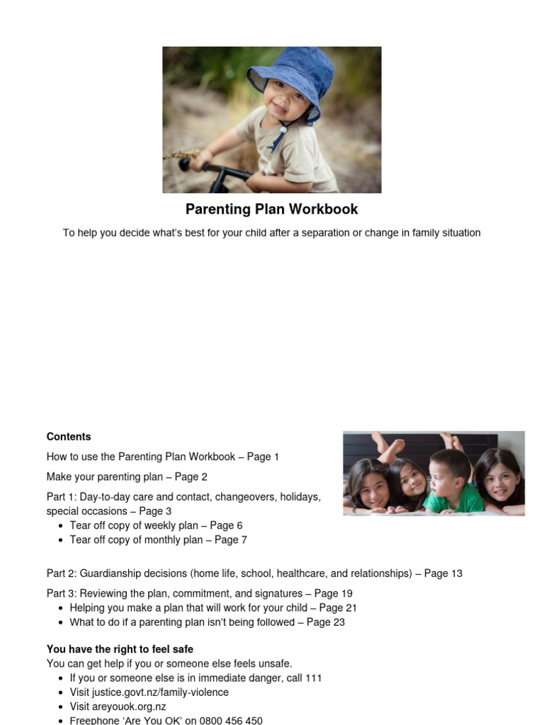 MOJ0504 Large Print Parenting Plan Workbook Fillable | PDF | Legal ...