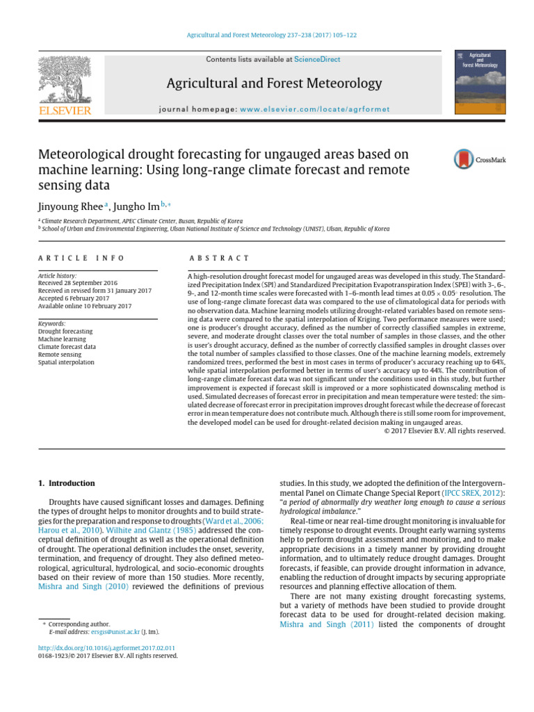 Meteorological Drought Forecasting For Ungauged Areas Based On | PDF | Forecasting | Climate