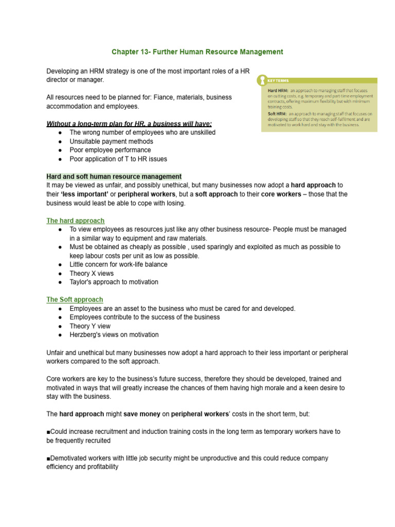 Chapter 16 Human Resource Management Strategy Pdf Employment Labour Economics