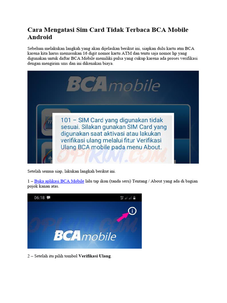 Cara Mengatasi Sim Card Tidak Terbaca BCA Mobile Android | PDF