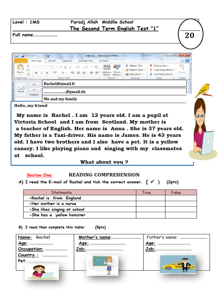 1MS - 2nd Term Test 1 Safsaf 2017-2018 | PDF | Human Communication ...