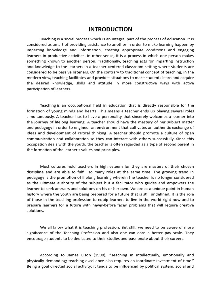 Understanding Teaching as a Profession | PDF | Teachers | Learning