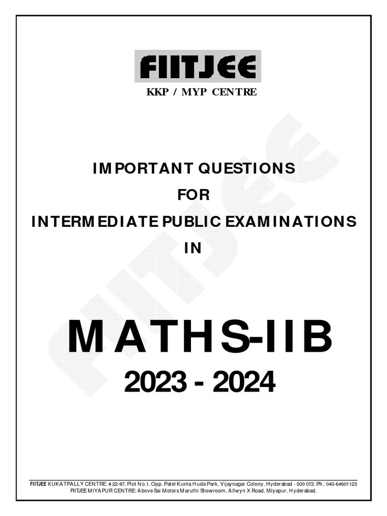Senior Maths Iib Ipe Imp Q.bank 2023-2024 | PDF | Ellipse | Circle