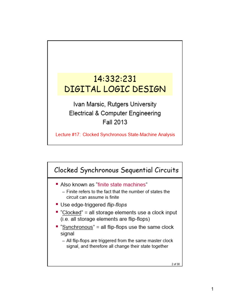 Clocked Synchronous Sequential Circuits | PDF