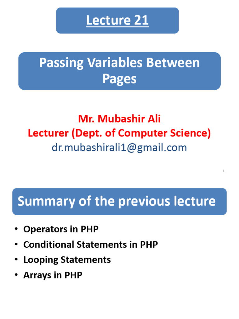 Lect 21 Passing Variables Between Pages | PDF | Software | Software Engineering