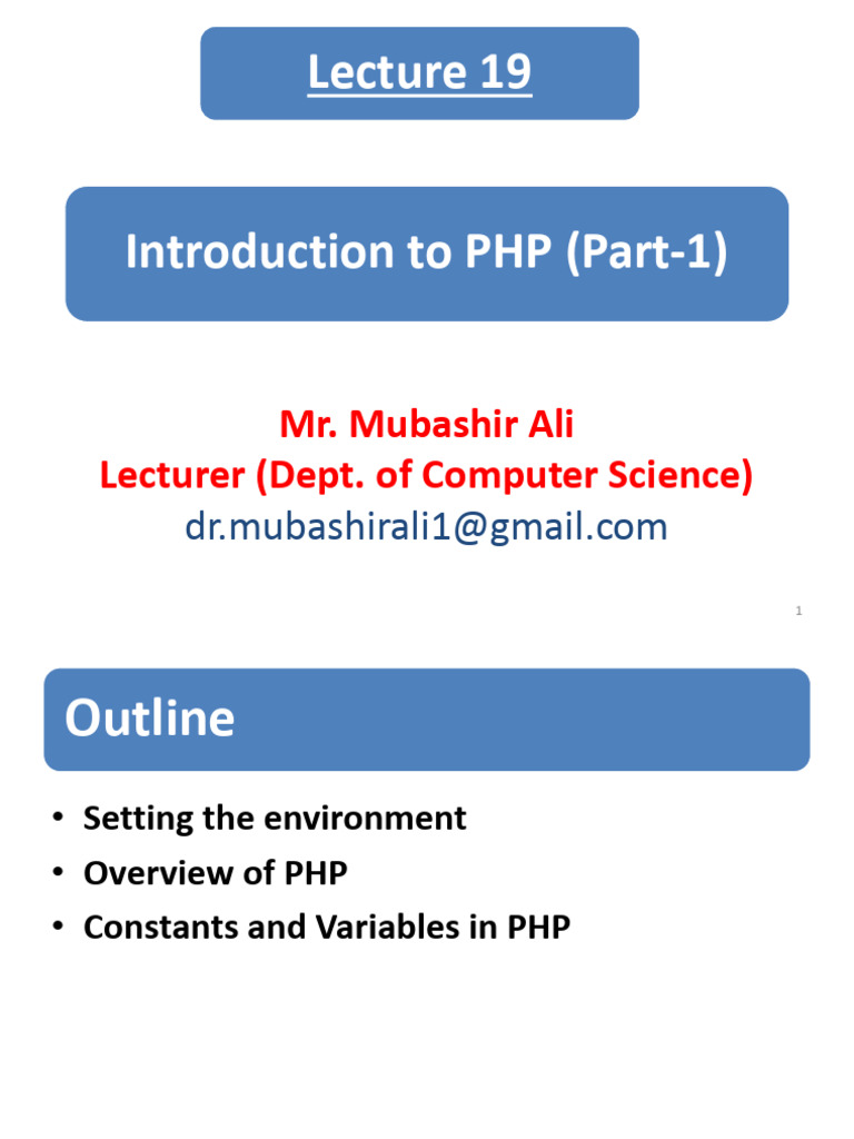 Lect 19 Introduction To PHP 1 | PDF | Data Type | Php