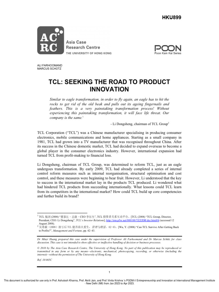 TCL-case Study | PDF | Samsung Electronics | Business