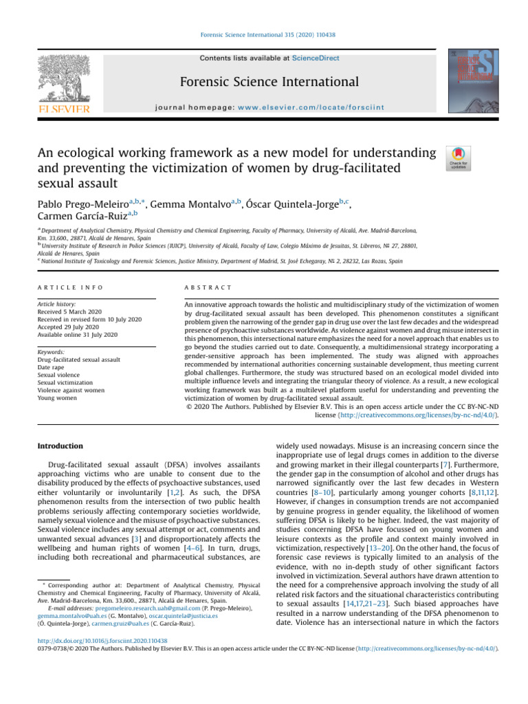 Ecological Framework for Preventing DFSA | PDF | Violence | Rape