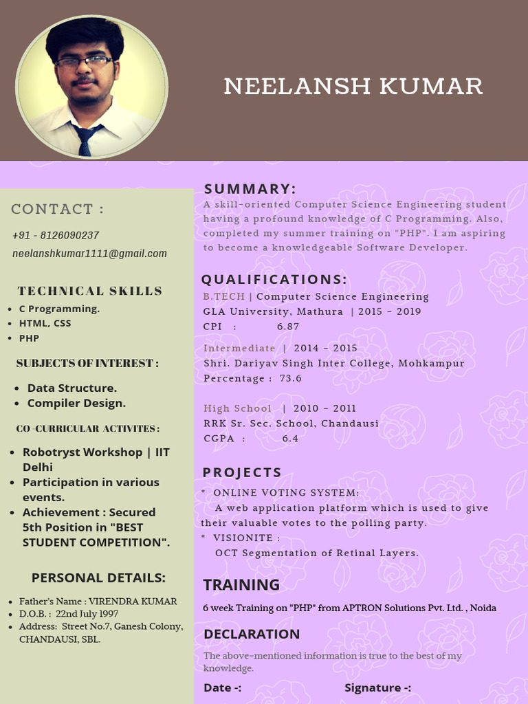Resume (Neelansh) | PDF | Career & Growth | Business