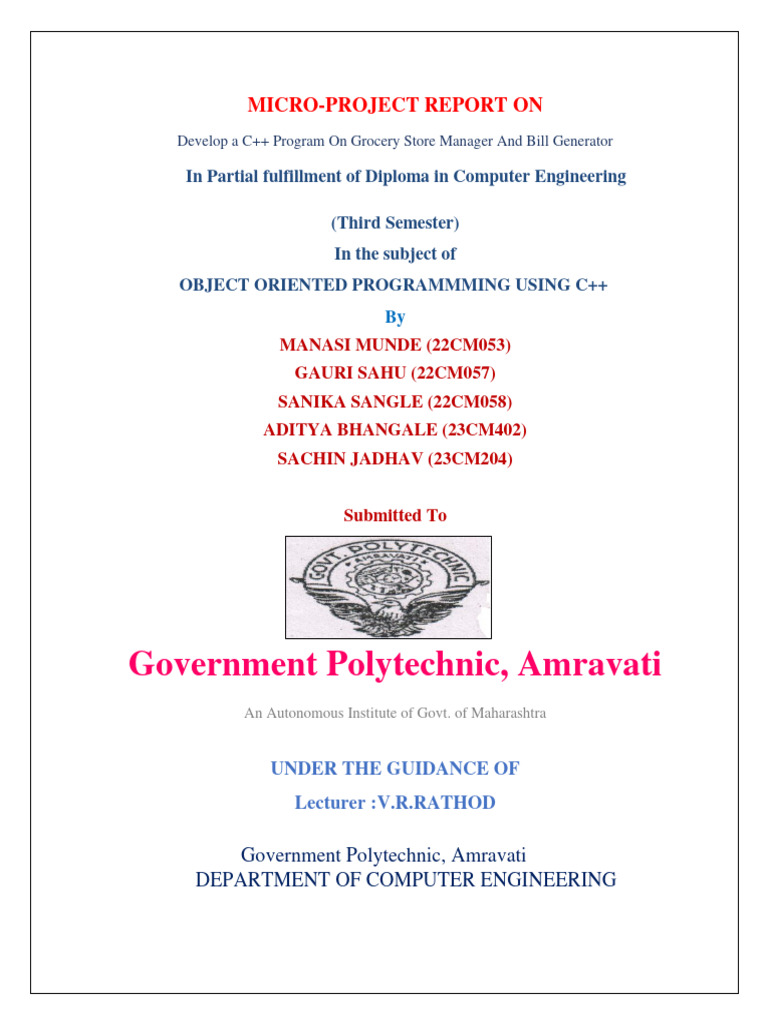 CPP Project Final 23-24 | PDF | Object Oriented Programming | C++