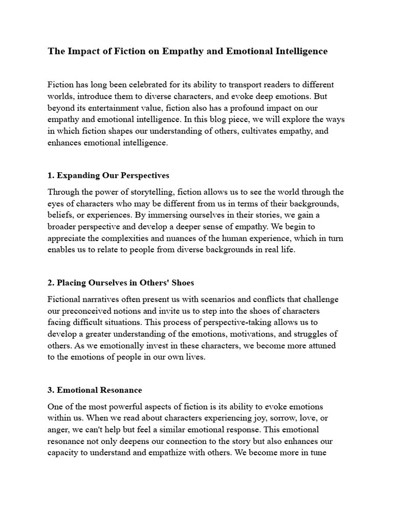 Fiction's Role in Building Empathy | PDF | Empathy | Emotional Intelligence