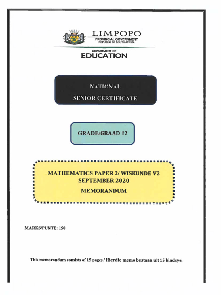 GR 12 Limpopo Trail Exam Sep 2020 P2 Memo | PDF