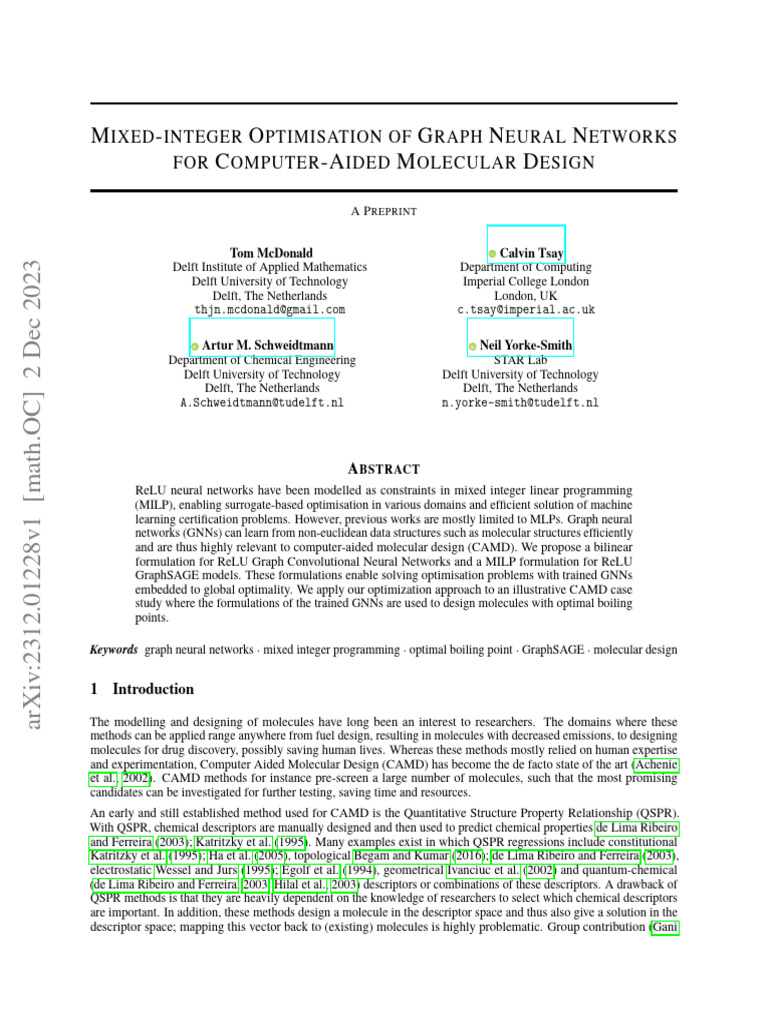 M - O G N N C - A M D: Ixed Integer Ptimisation of Raph Eural Etworks FOR Omputer Ided Olecular ...