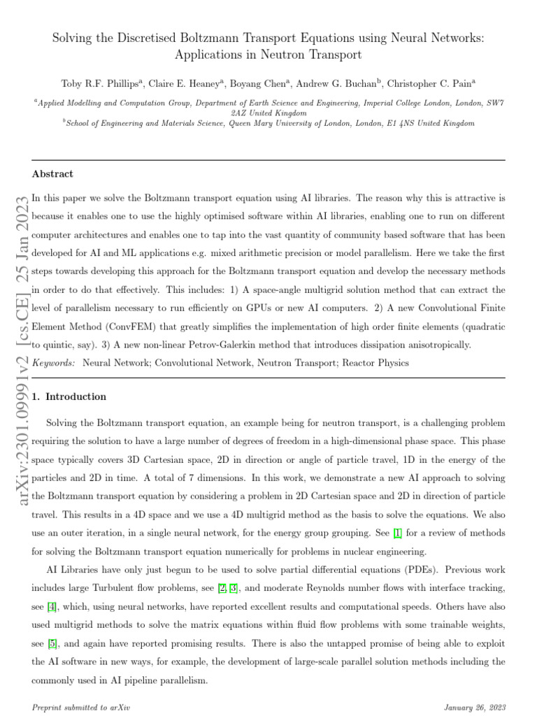 Solving the Discretised Boltzmann Transport Equations Using Neural Networks | PDF | Finite ...