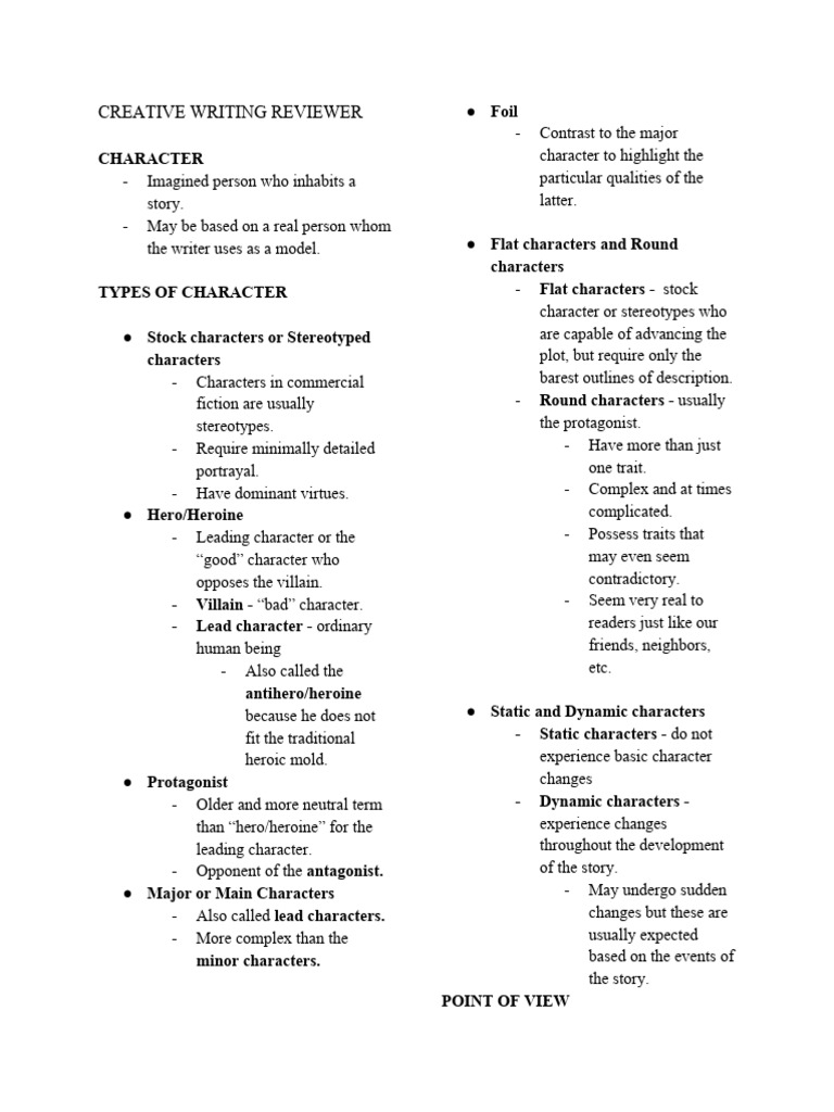 Creative Writing Reviewer | PDF | Narration