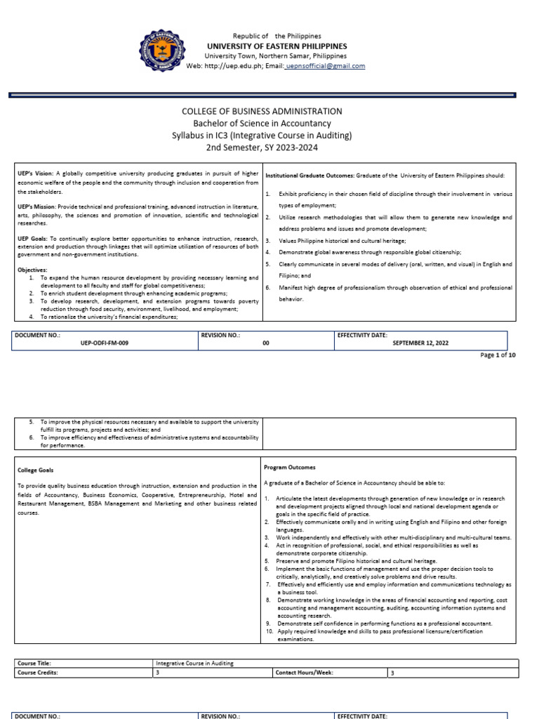 Audit Syllabus | PDF | Audit | Auditor's Report