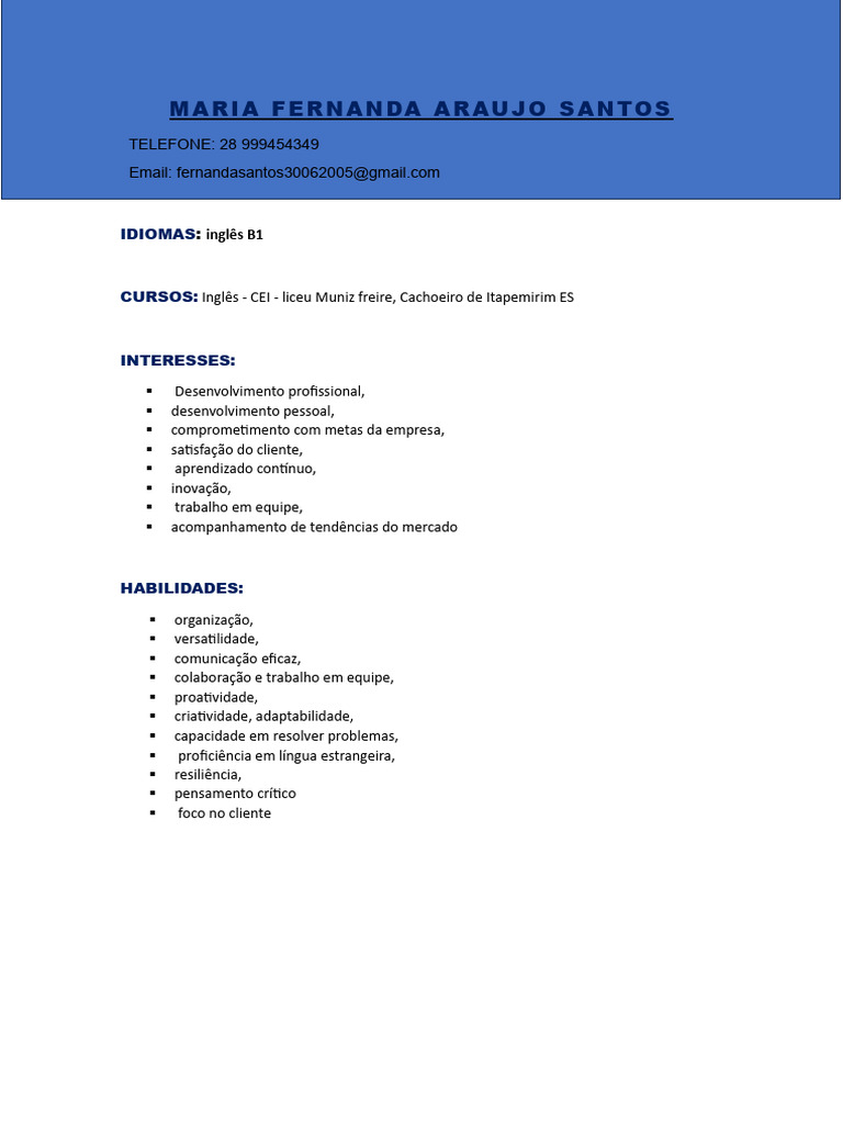 Currículo Maria | PDF