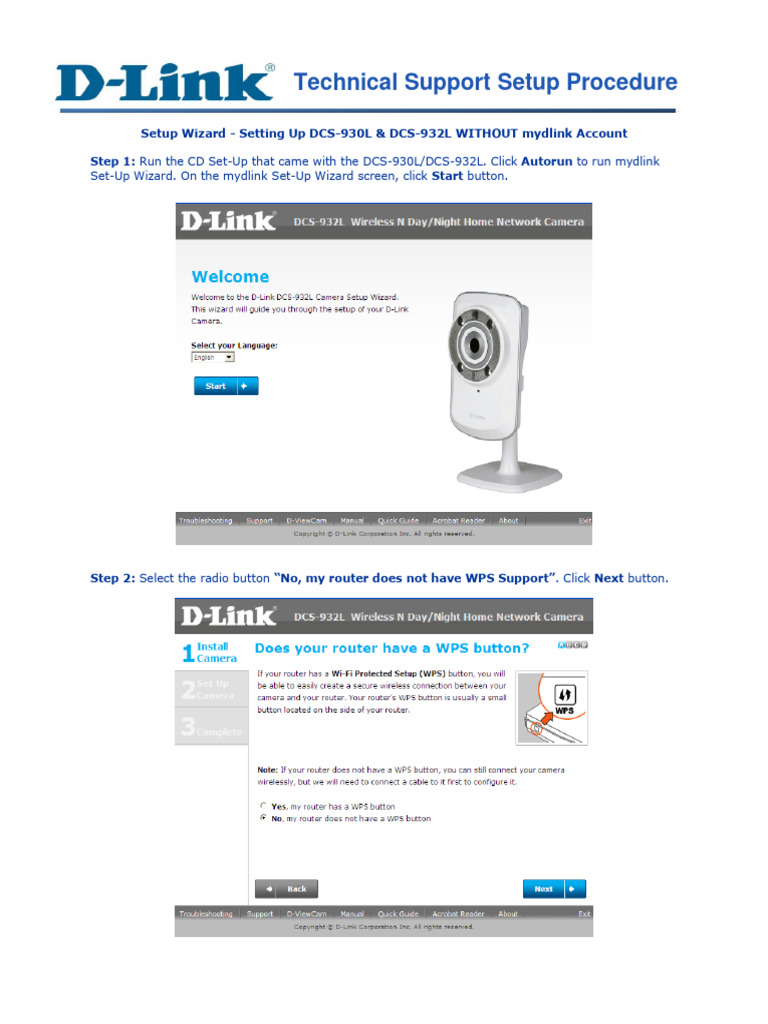 SetupWizard-SettingUpDCS-930L - DCS-932LWITHOUTmydlinkAccount | PDF | Computer Network | Router ...