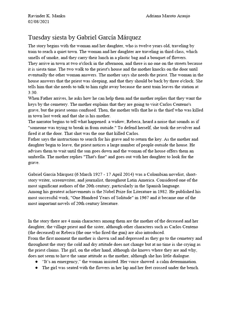 Tuesday Siesta by Gabriel García Márquez | PDF