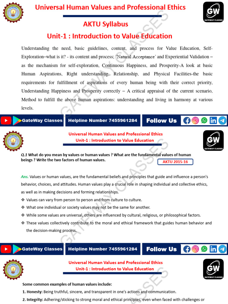 Human Value Unit 1 Notes | PDF | Happiness | Contentment