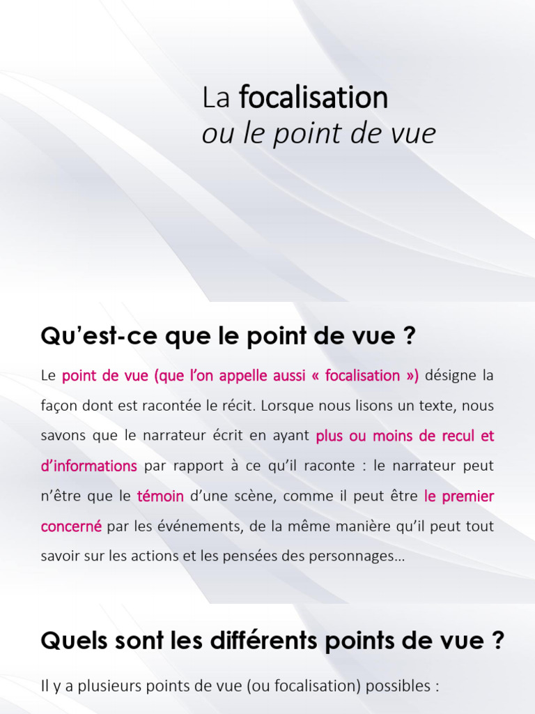 Types de focalisation narrative | PDF | Développement personnel ...