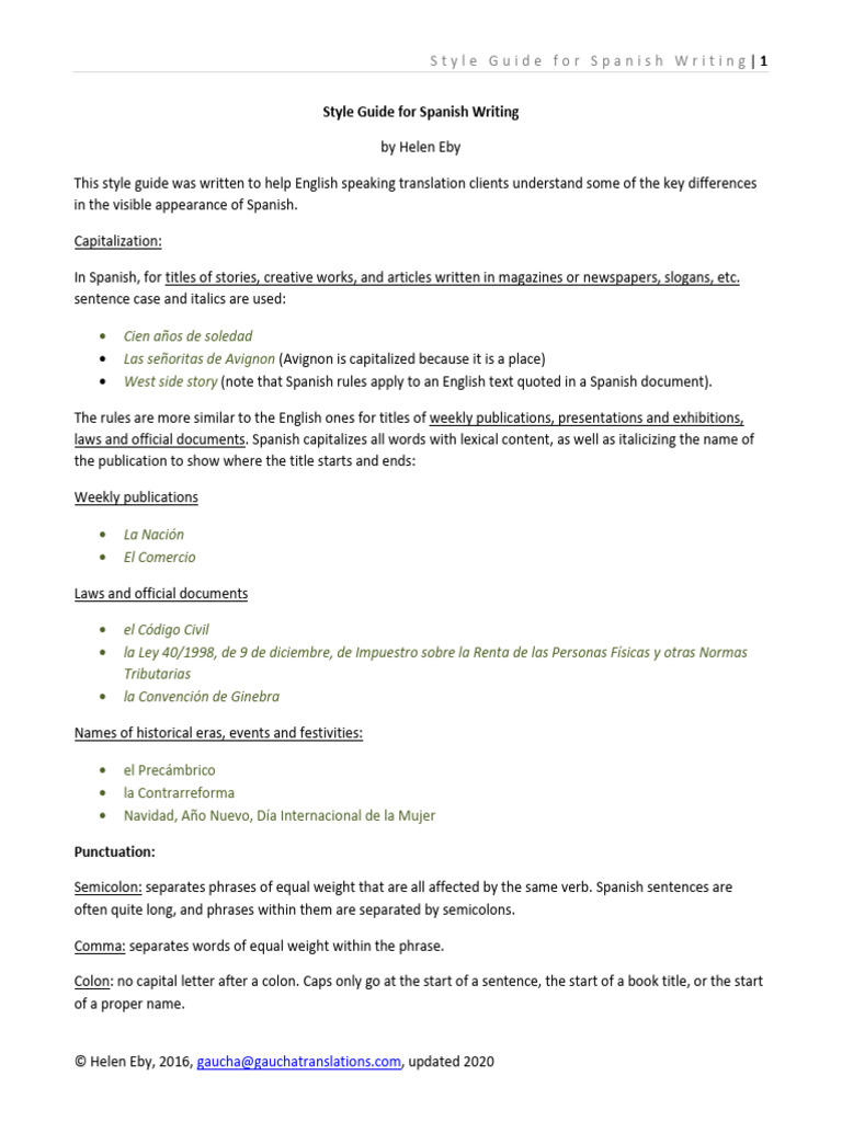 Style Guide For Translation Into Spanish May 2016 | PDF | Comma ...