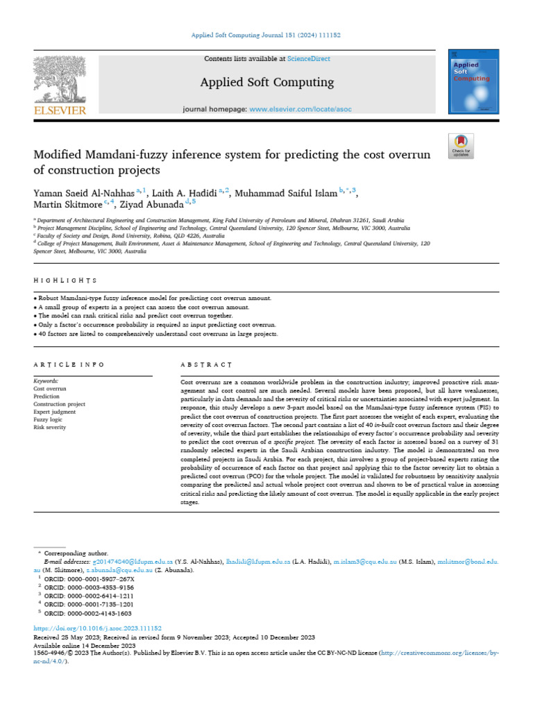 Applied Soft Computing-1 | Download Free PDF | Risk | Fuzzy Logic