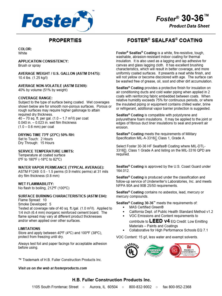 Foster PDS 30 36 R0221 | PDF | Thermal Insulation | Duct (Flow)