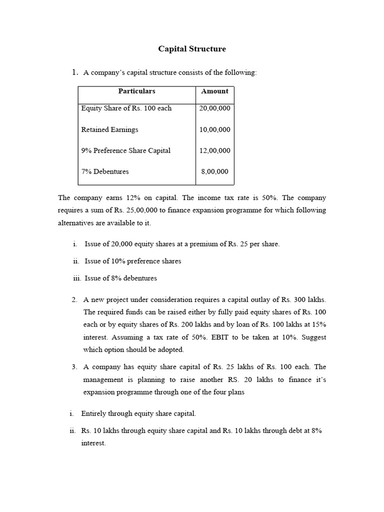 Capital Structure | PDF | Capital Structure | Equity (Finance)