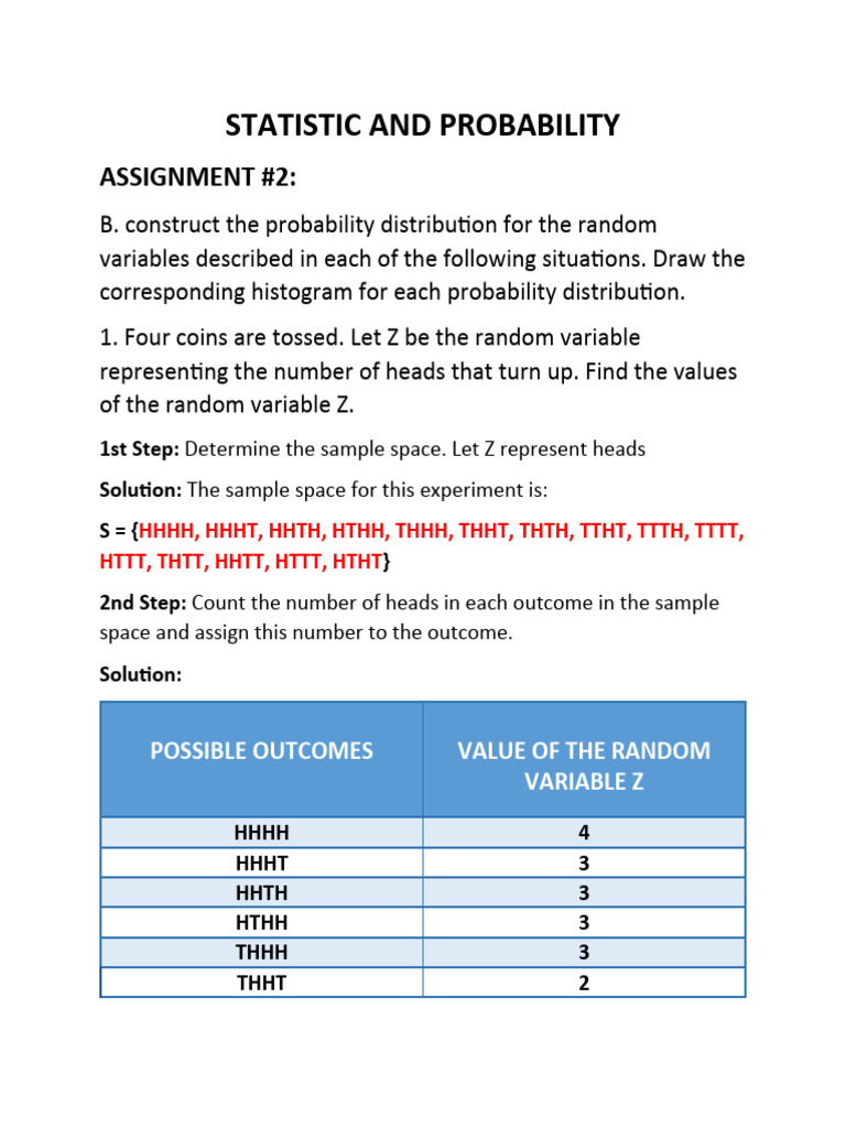 Statistic and Probability Assign. #2 | PDF | Probability Distribution ... Statistic and Probability Assign. #2 | PDF | Probability Distribution ...