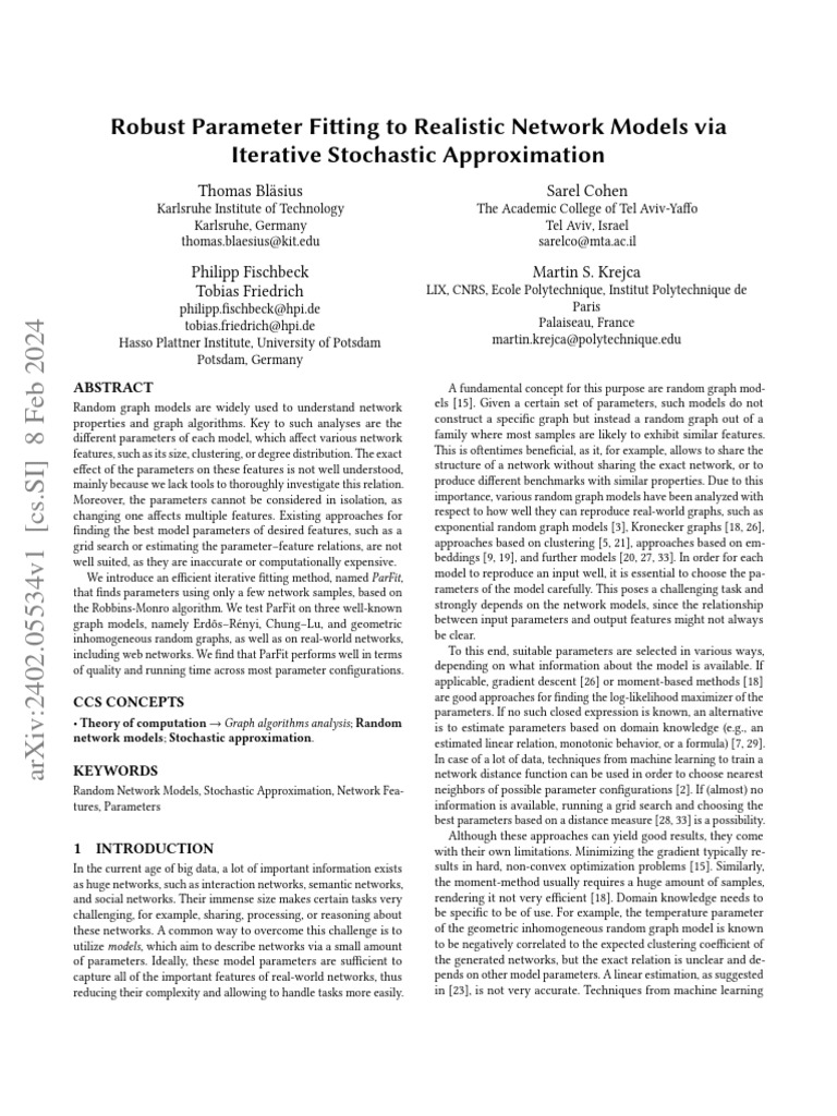 Robust Parameter Fitting To Realistic Network Models Via Iterative Stochastic Approximation ...
