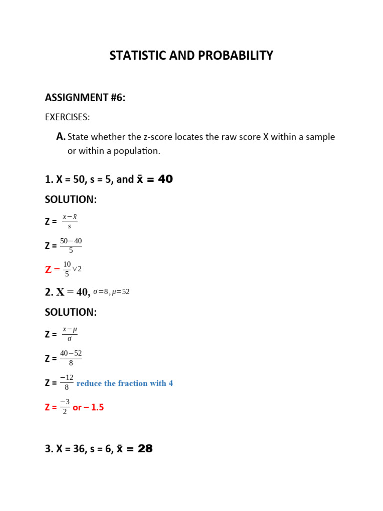 Z-Score Calculations in Statistics | PDF | Standard Score | Standard ...