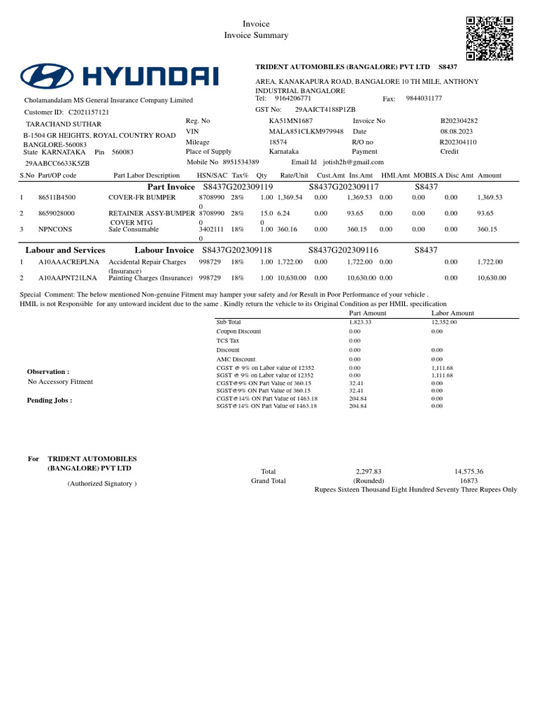 Part Invoice S8437G202309119 | Download Free PDF | Invoice | Economies