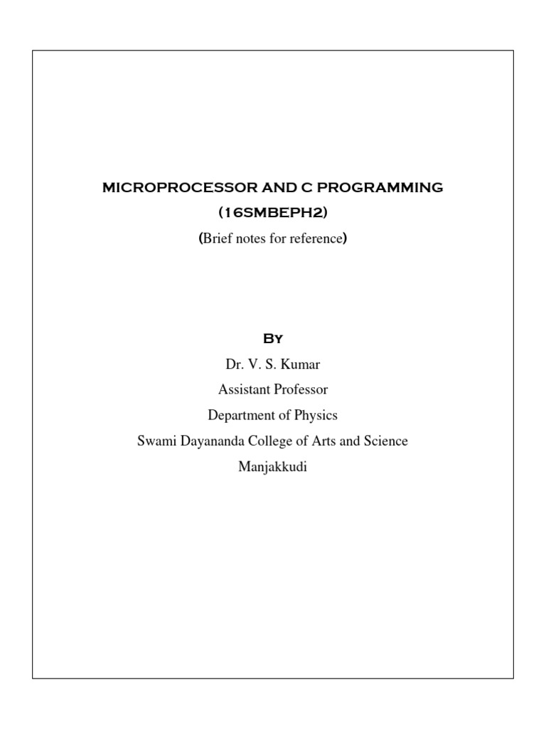 Microprocessor and C Programming | PDF