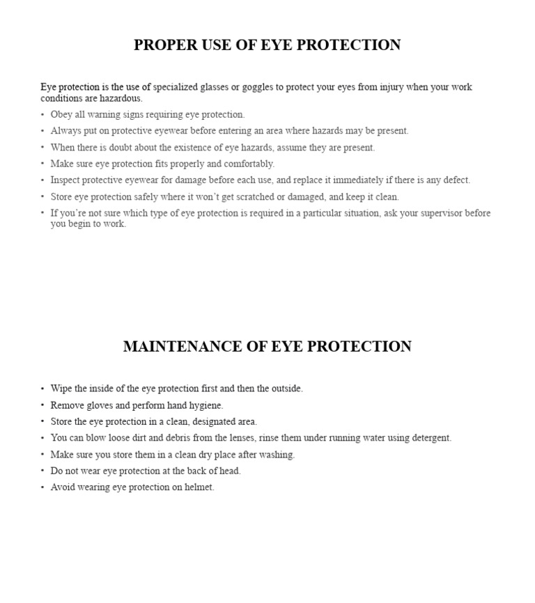 Essential Guidelines for Eye Protection | PDF